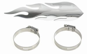 Flame heat shield 1-3/4 pipes, 8 long, chrome